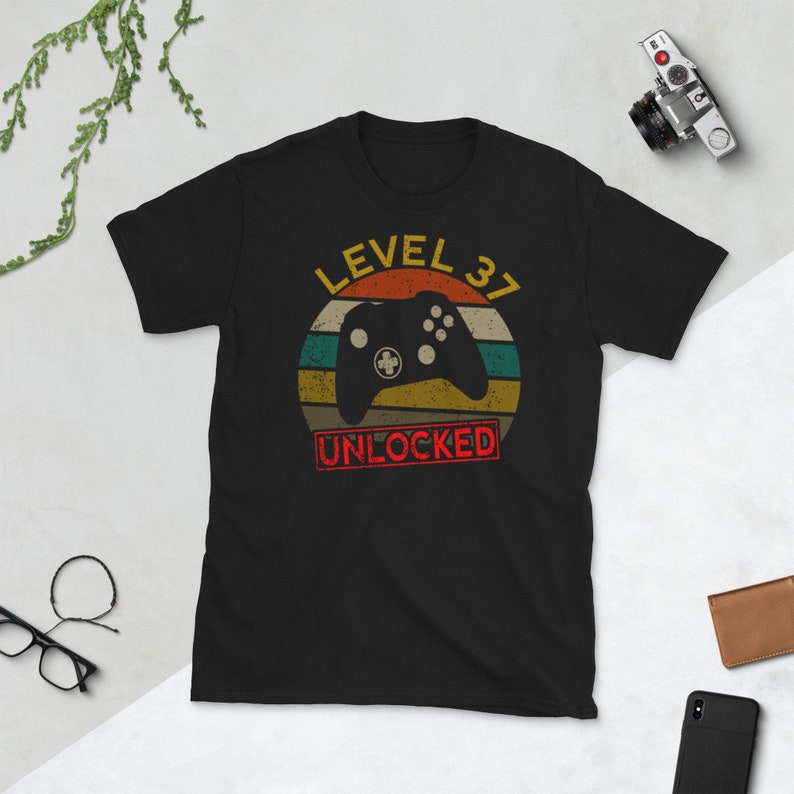 37th Birthday T Shirt , Level 37 Unlocked, 37 Years Old, Video Game ...