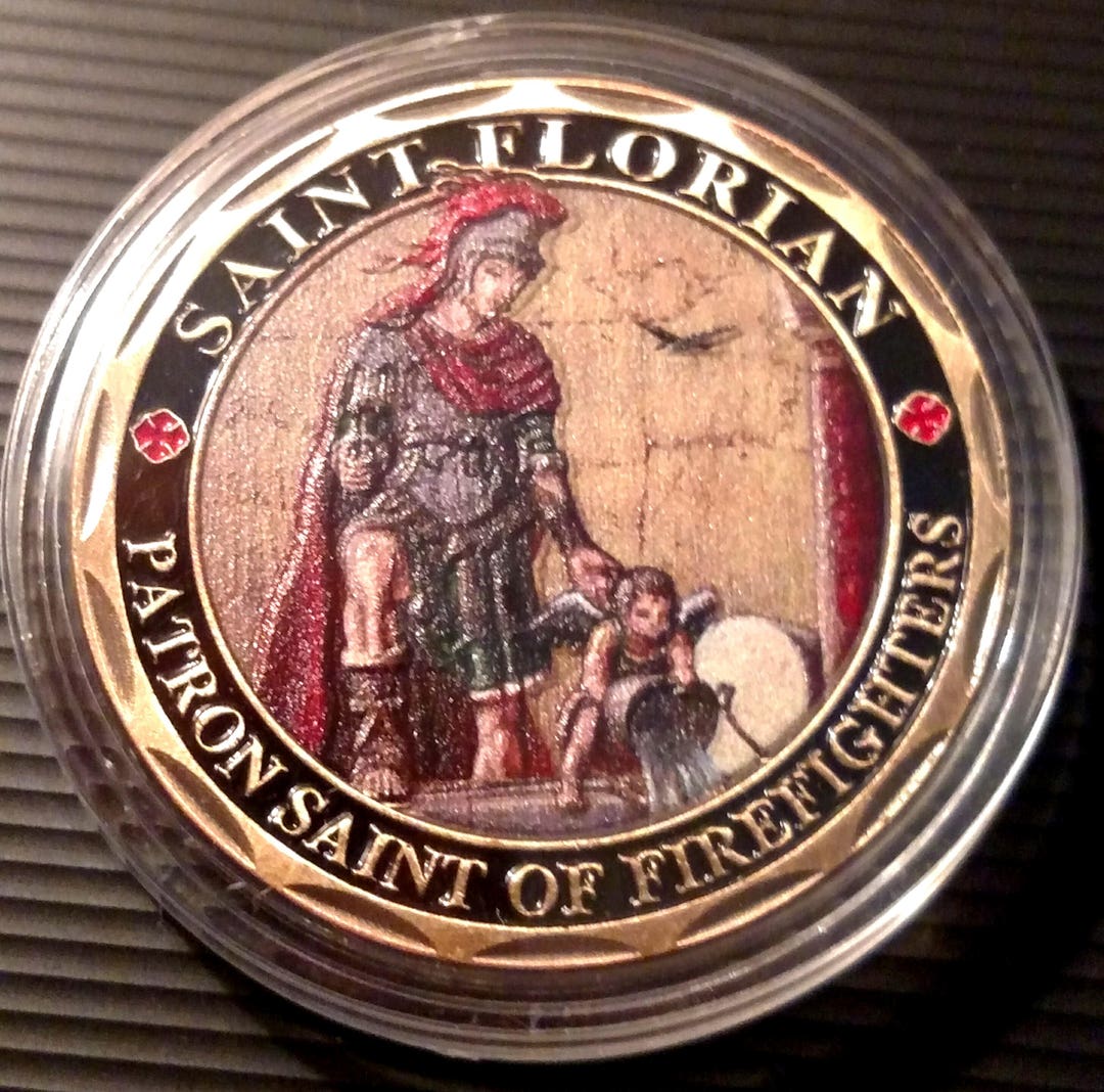 Saint Florian Patron Saint of Firefighters Colorized Art Coin - Etsy