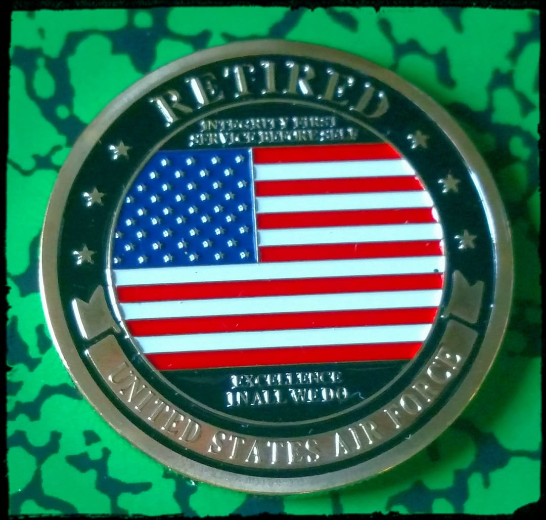 USAF Army Air Corps Retired Colorized Challenge Art Coin - Etsy