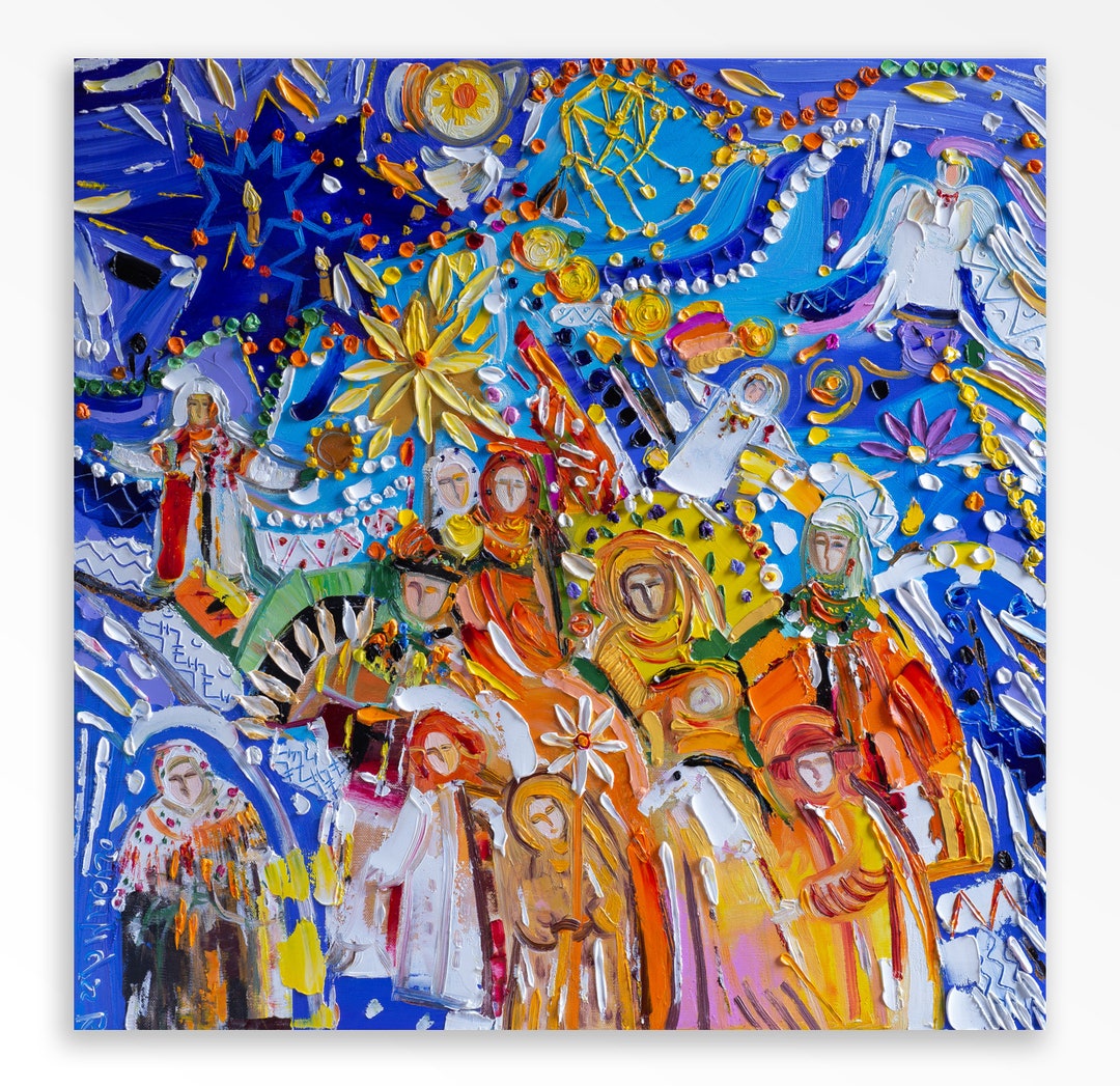 Ukrainian Christmas Painting, Rizdvo Painting, Christmas Oil Painting ...