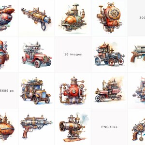 Watercolor Steampunk Clipart, Objects, Transparent PNG, Victorian ...
