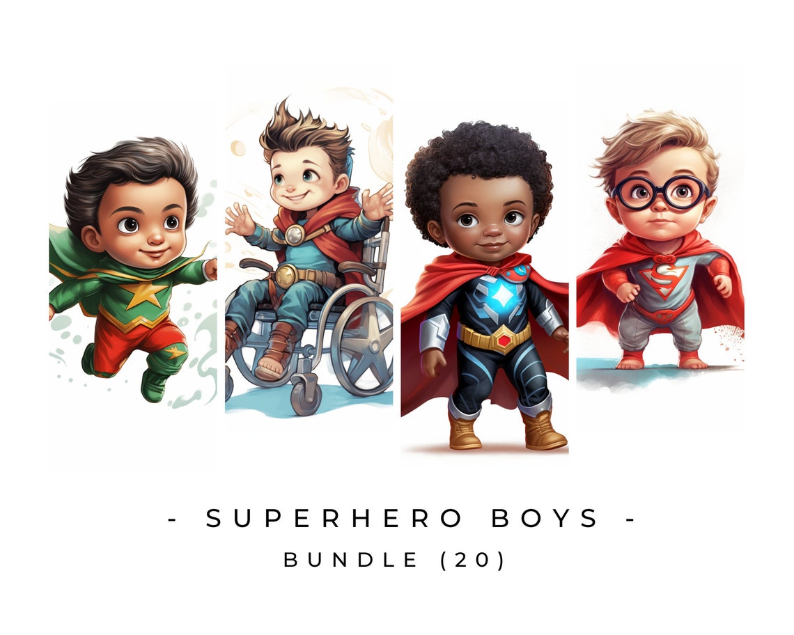 Superhero Boy Party Superhero Clipart Bundle Superhero Bundle PNG ...