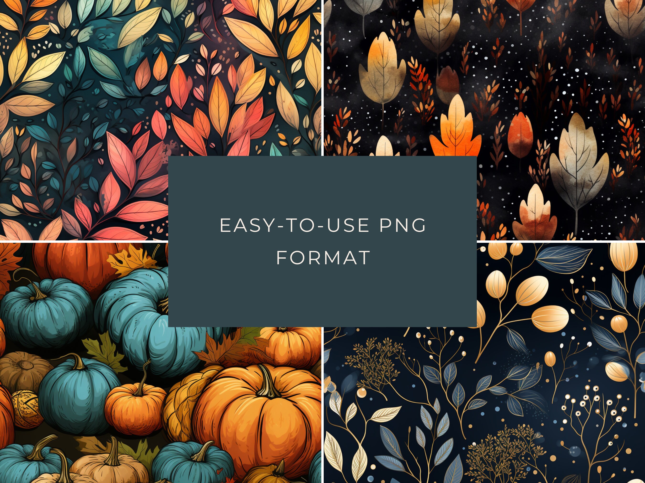 Digital Paper Pack Bundle PNG Digital Bundle Fall Autumn Patterns ...