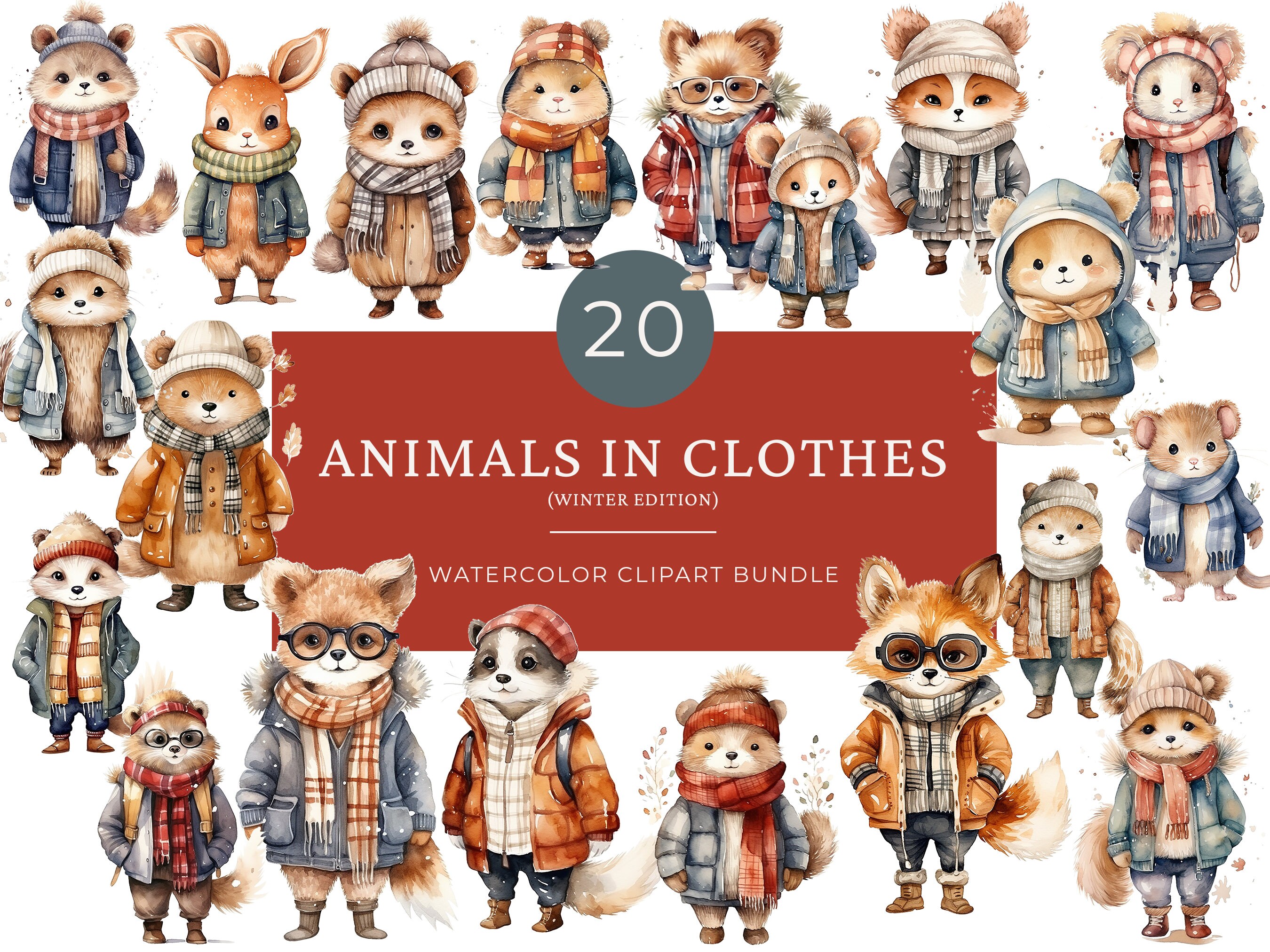 Cute Animals Clipart Bundle Baby Animals in Clothes Clipart - Etsy