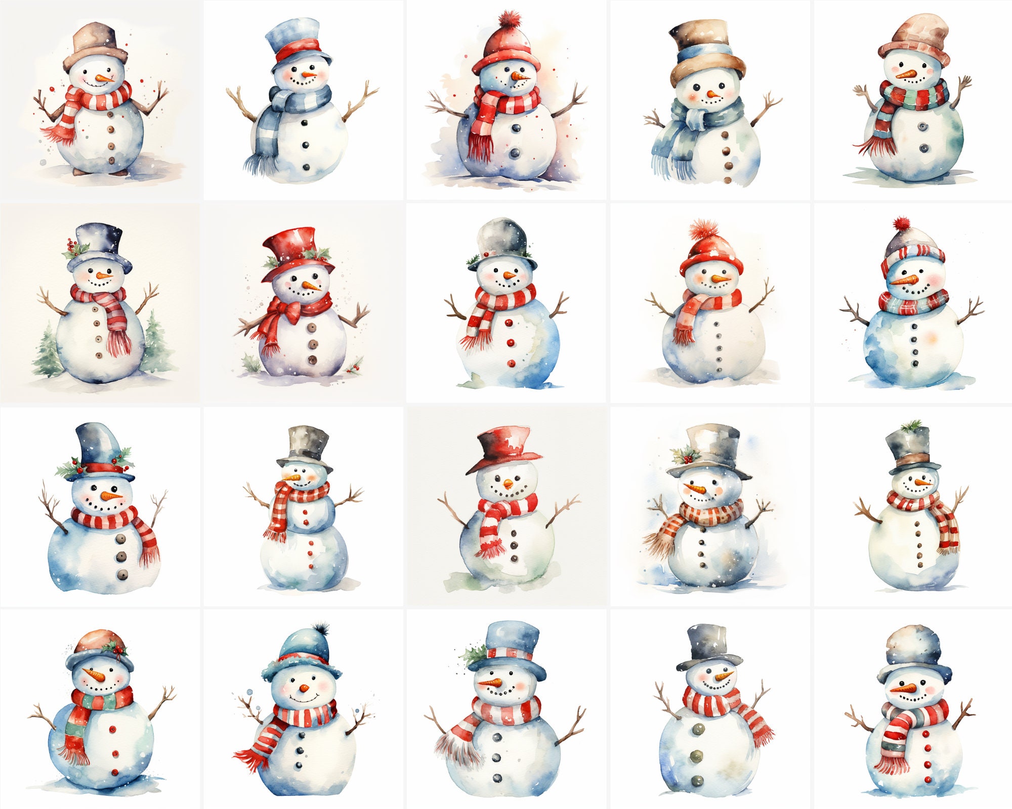 Snowman Clipart Christmas Bundle PNG Diy Christmas Bundles - Etsy