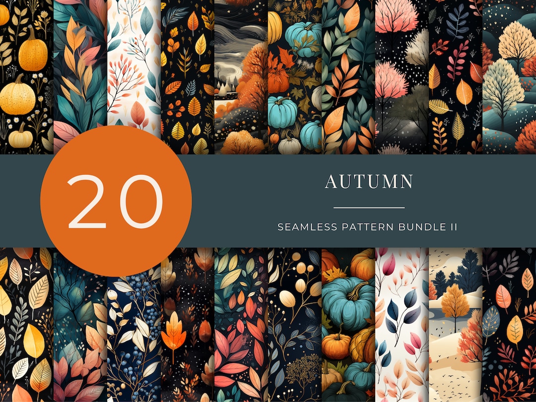 Digital Paper Pack Bundle PNG Digital Bundle Fall Autumn Patterns ...