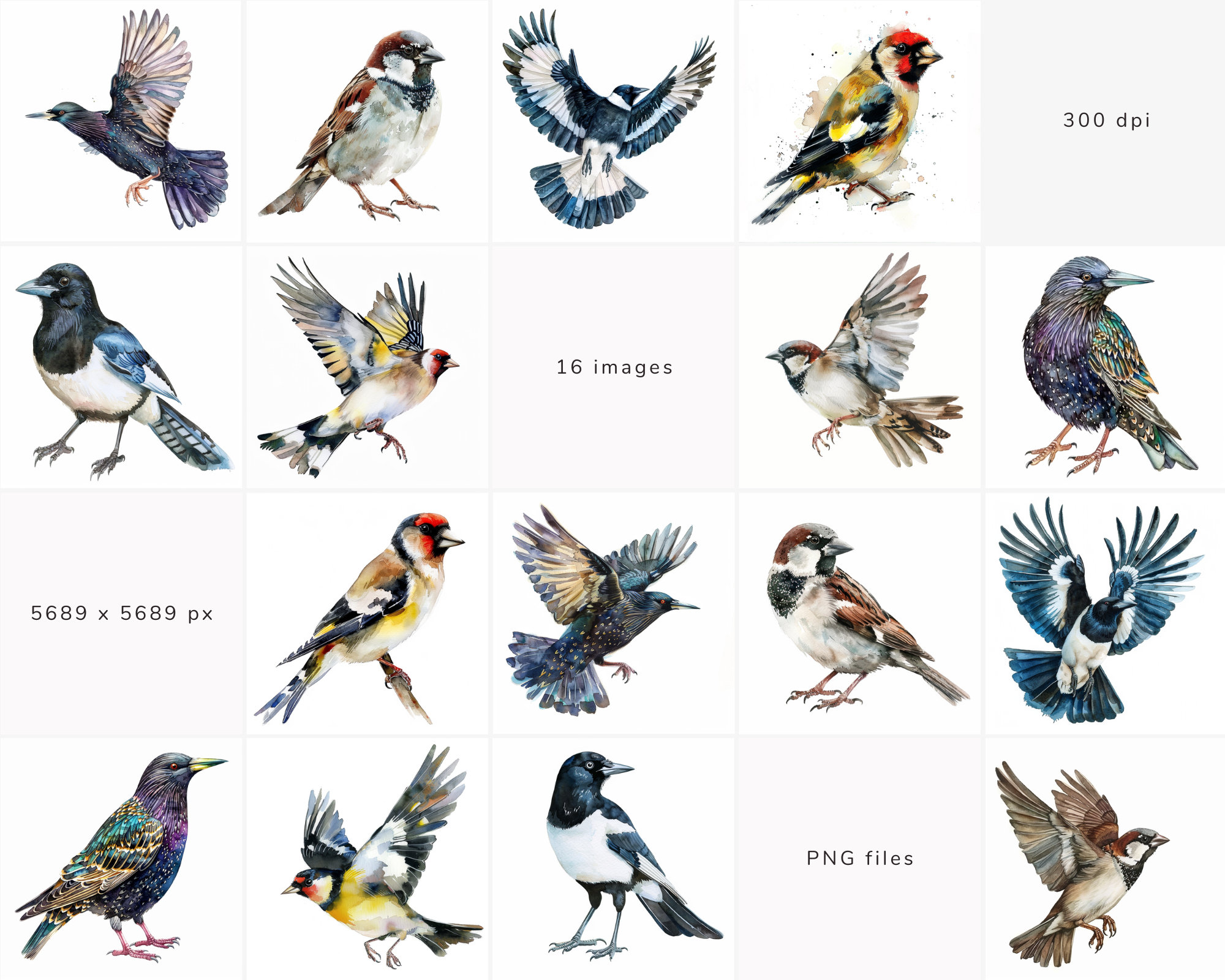 Native British Birds Clipart Png Birds Clip Art Native Birds Digital ...