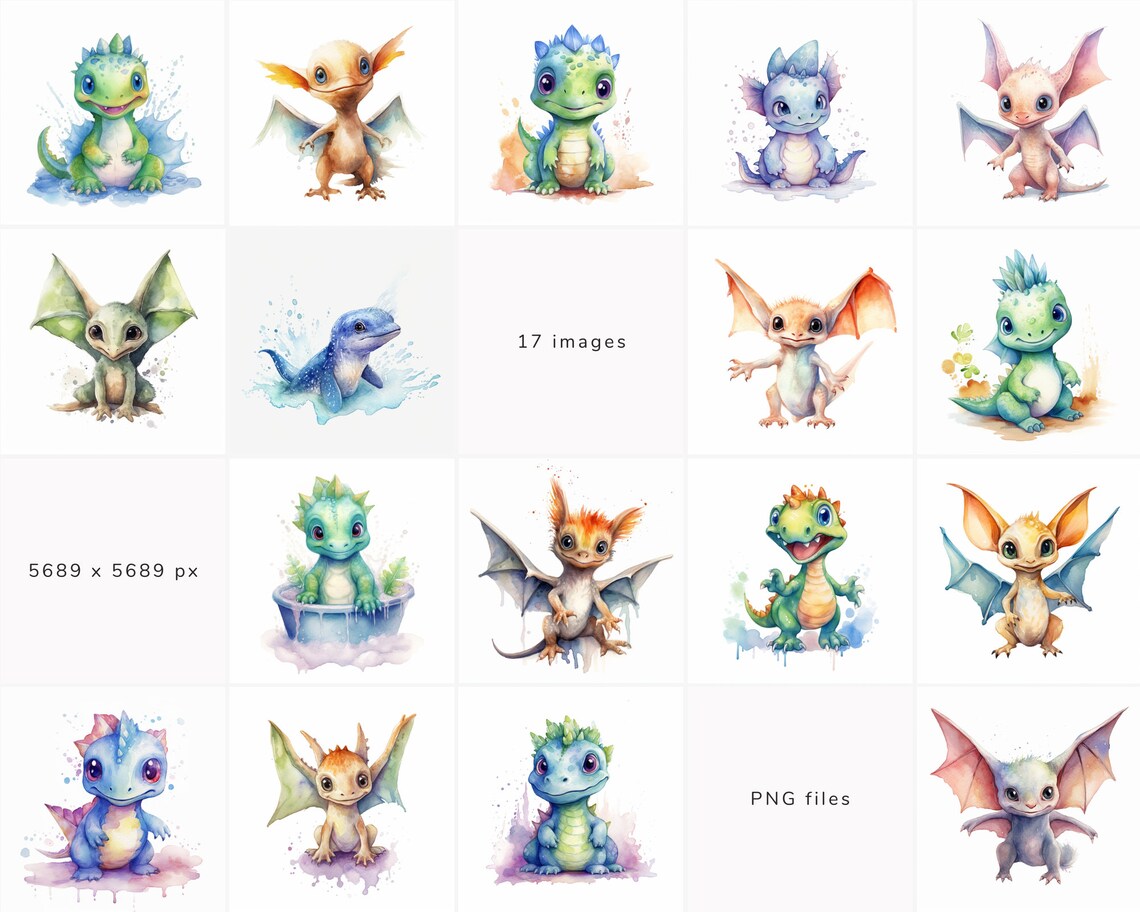 Watercolor Baby Dinosaurs Clipart Bundle T-rex PNG Nursery Clipart ...