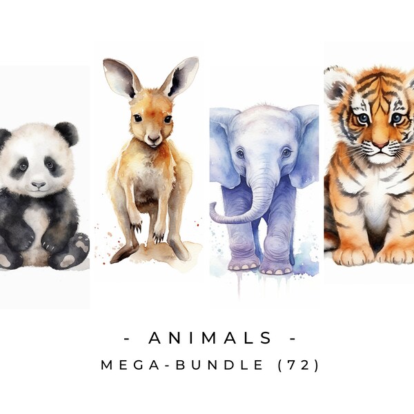 Watercolor Animals - Etsy