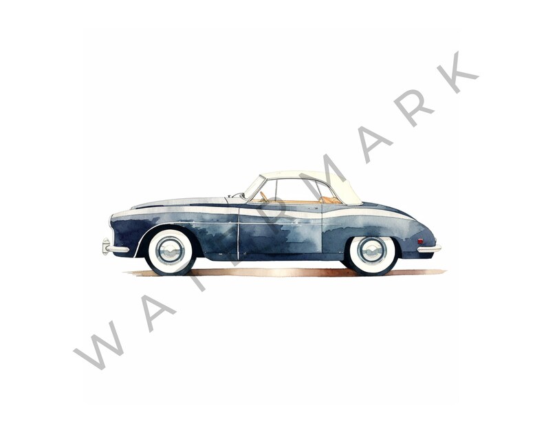 Watercolor Car Clipart, Transparent PNG, Retro Cars Bundle, Vintage ...