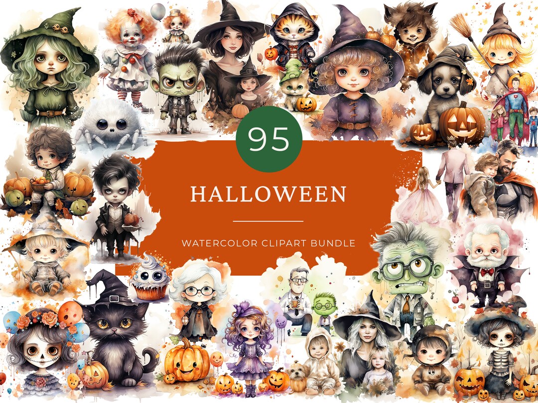 Cute Halloween Clipart Bundles Friendly Kids Halloween Design - Etsy
