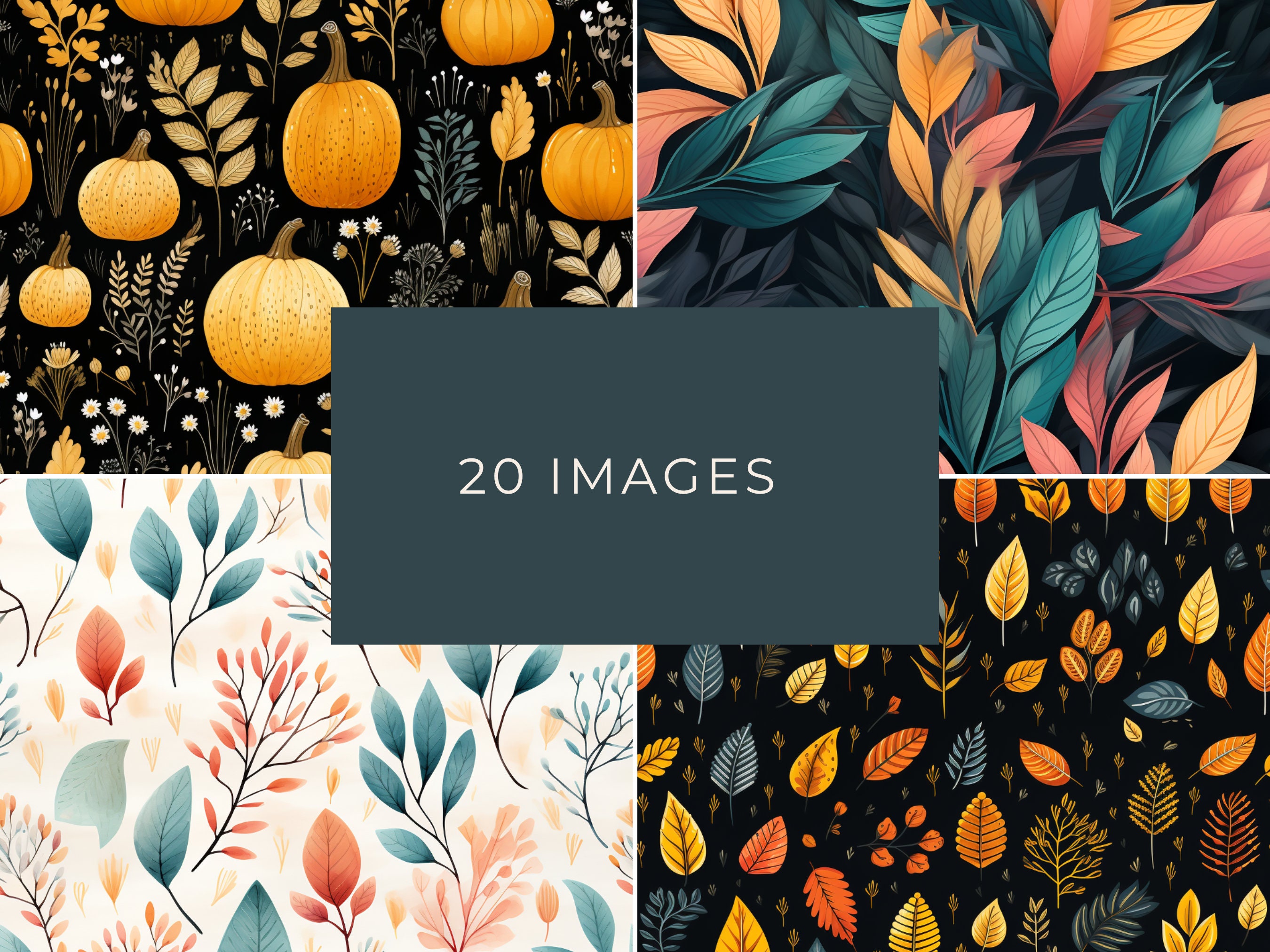 Digital Paper Pack Bundle PNG Digital Bundle Fall Autumn Patterns ...