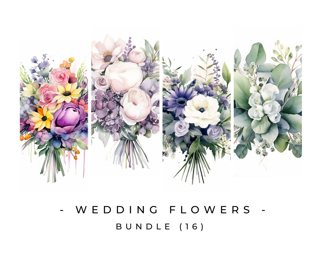 Watercolor Wedding Flowers Clipart Bundle, Bride Clipart, Cute Love ...