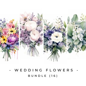 Watercolor Wedding Flowers Clipart Bundle, Bride Clipart, Cute Love ...