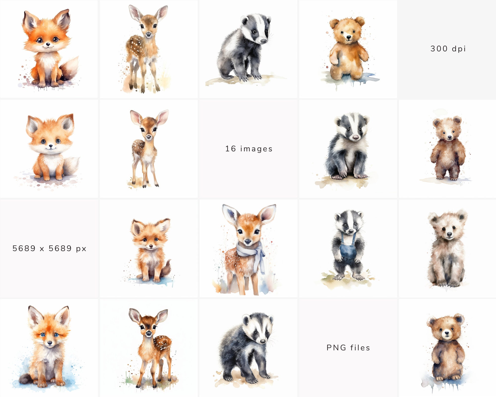 Woodland Animals Clipart Bundle Transparent PNG Nursery Clipart ...