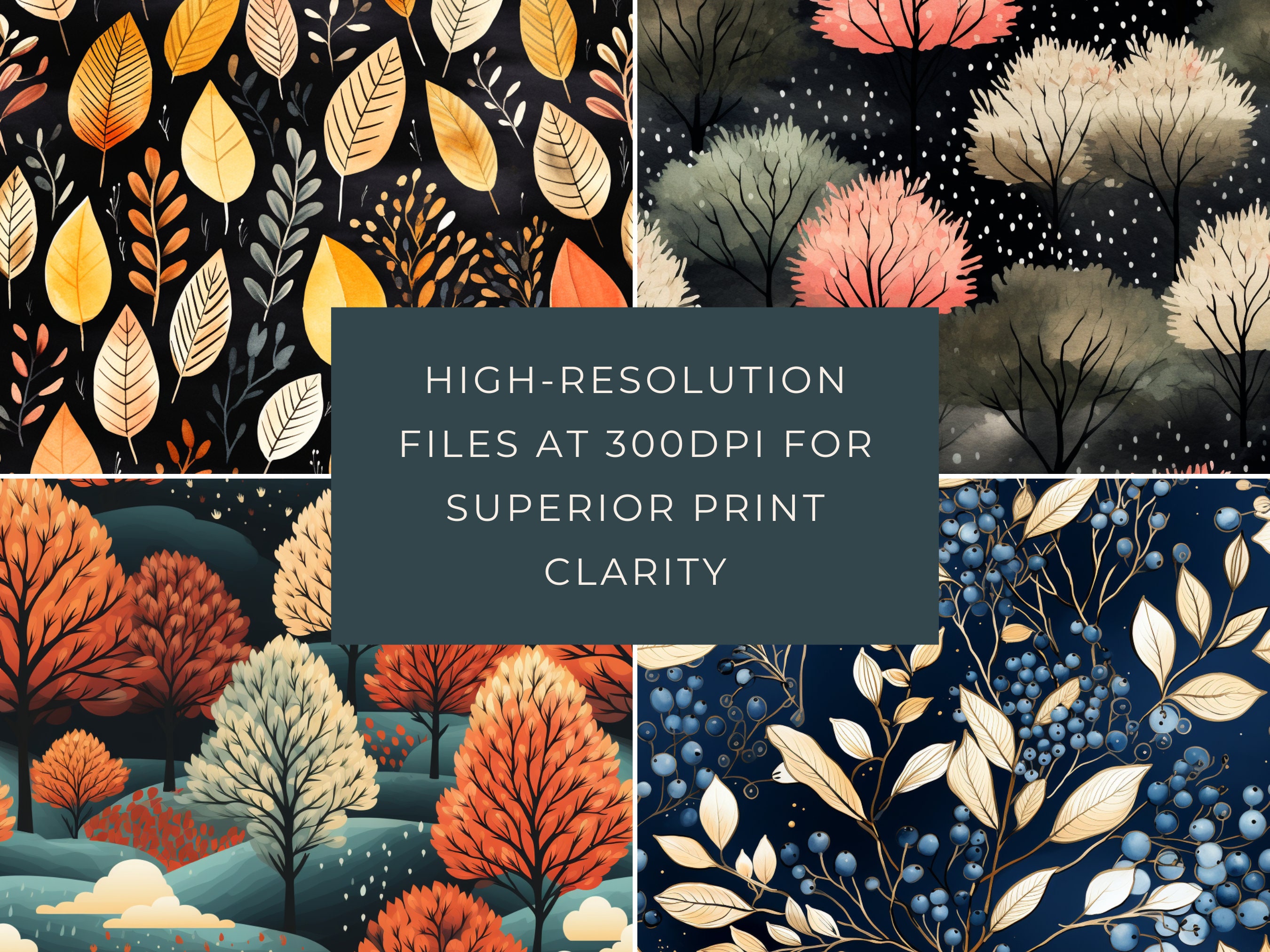 Digital Paper Pack Bundle PNG Digital Bundle Fall Autumn Patterns ...