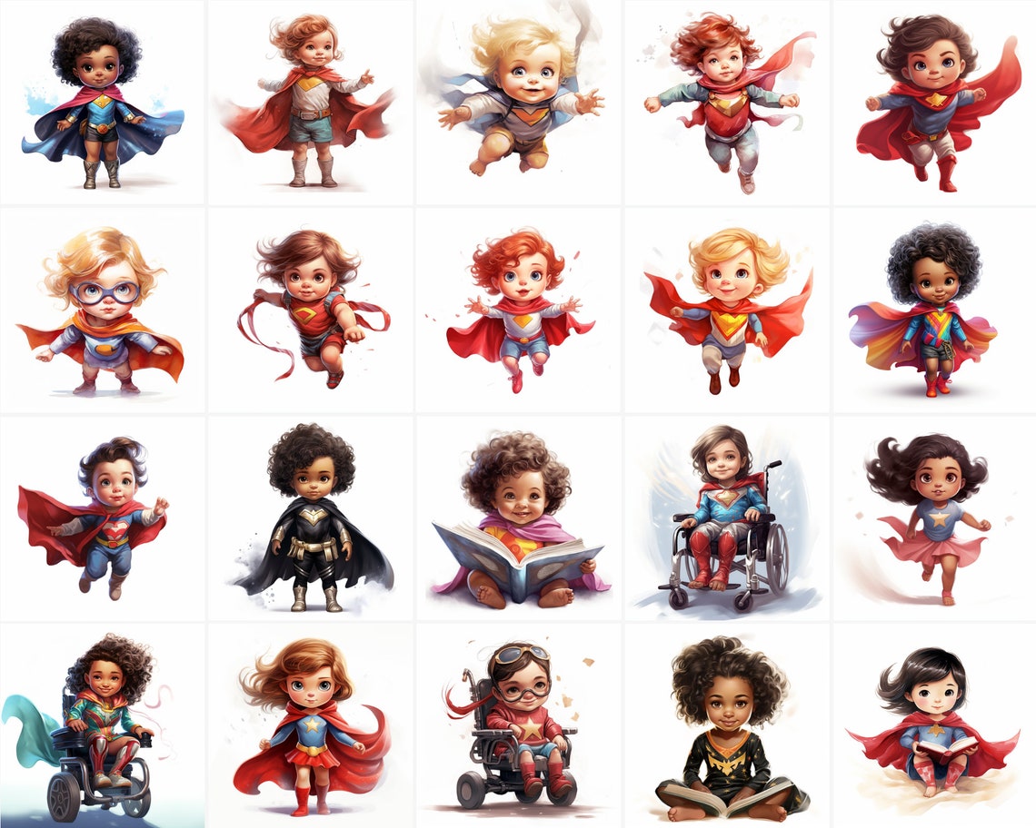 Superhero Girls Clipart Bundle Children Illustrations PNG Nursery ...