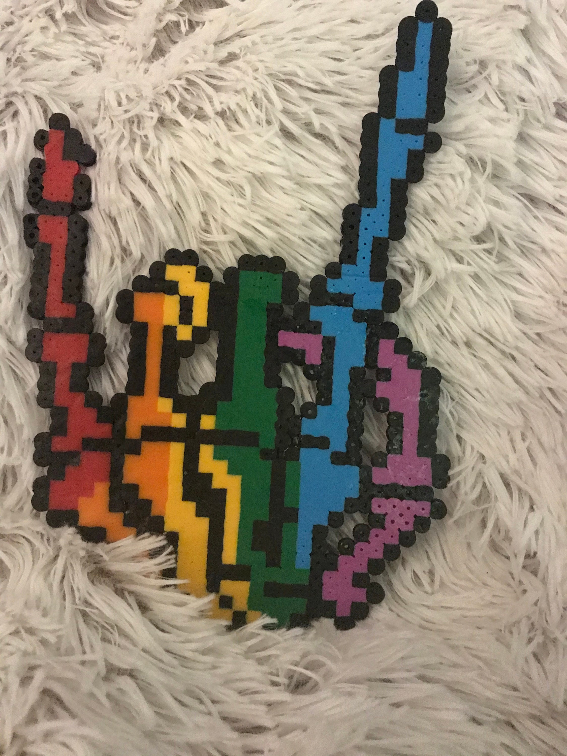 Rainbow Skeleton Hand Perler Bead Figure - Etsy