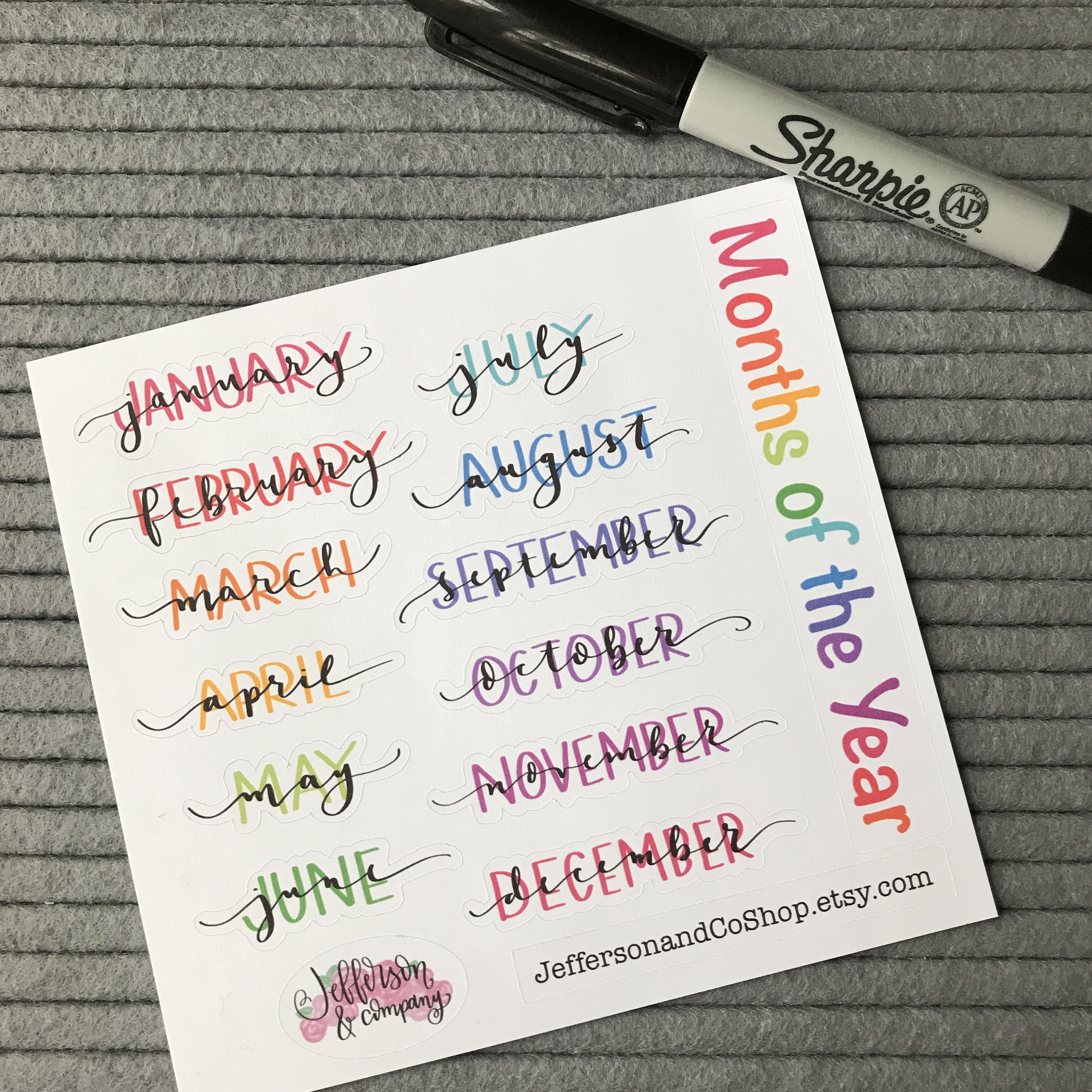Months of the Year Sticker Sheet - Etsy
