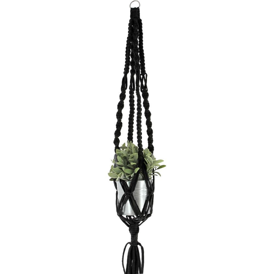 Hoooked Macrame Hanging Baskets Kit With Black Zpagetti Yarn - Etsy