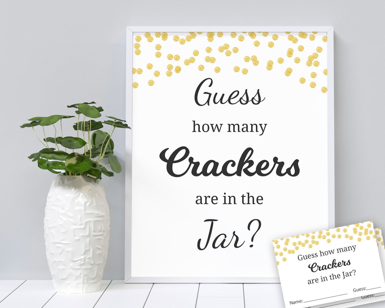 Crackers Guessing Game, Baby Shower Games Printable, Gold Confetti ...