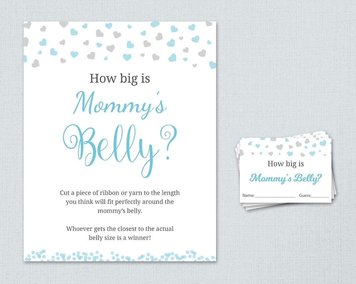 How Big is Mommy's Belly Printable, Boy Baby Shower Games, Shower ...