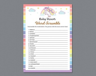 Word Scramble Game Printable Baby Shower Games Gold | Etsy