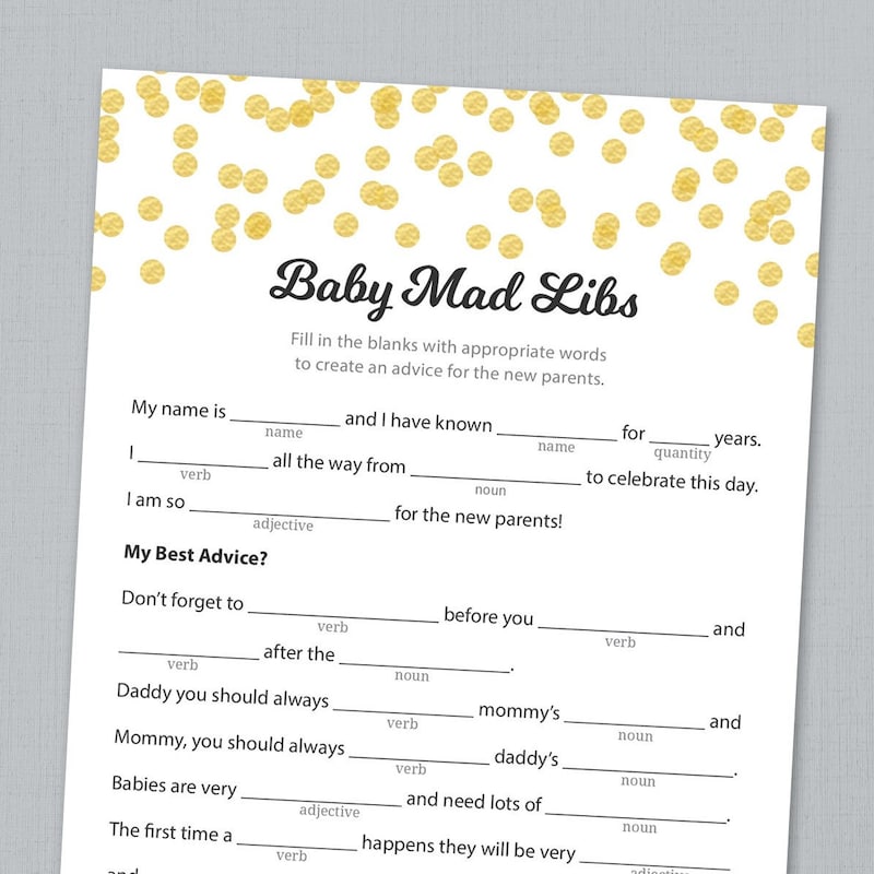 Baby Mad Libs - Etsy