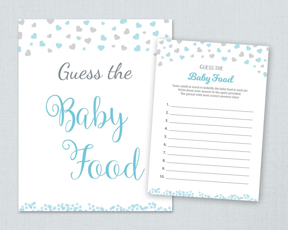 Guess the Baby Food Game Printable, Baby Food Game, Hearts Confetti ...