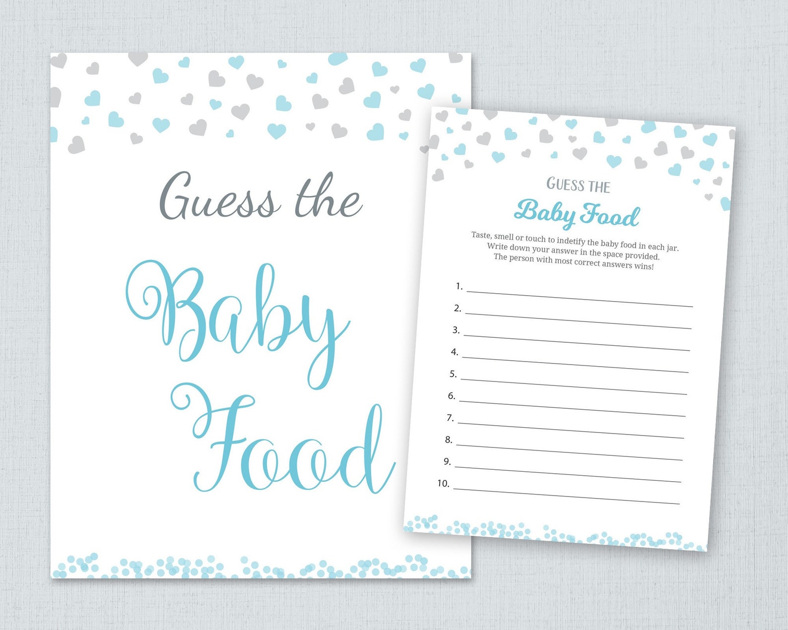 Guess the Baby Food Game Printable, Baby Food Game, Hearts Confetti ...