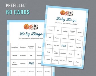 60 Baby Bingo Cards Printable Prefilled Words Girl Baby