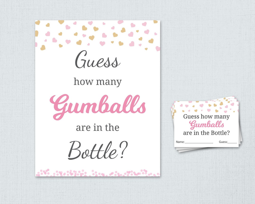 Guess How Many Gumballs Are in the Bottle Printable, Baby Shower Games ...