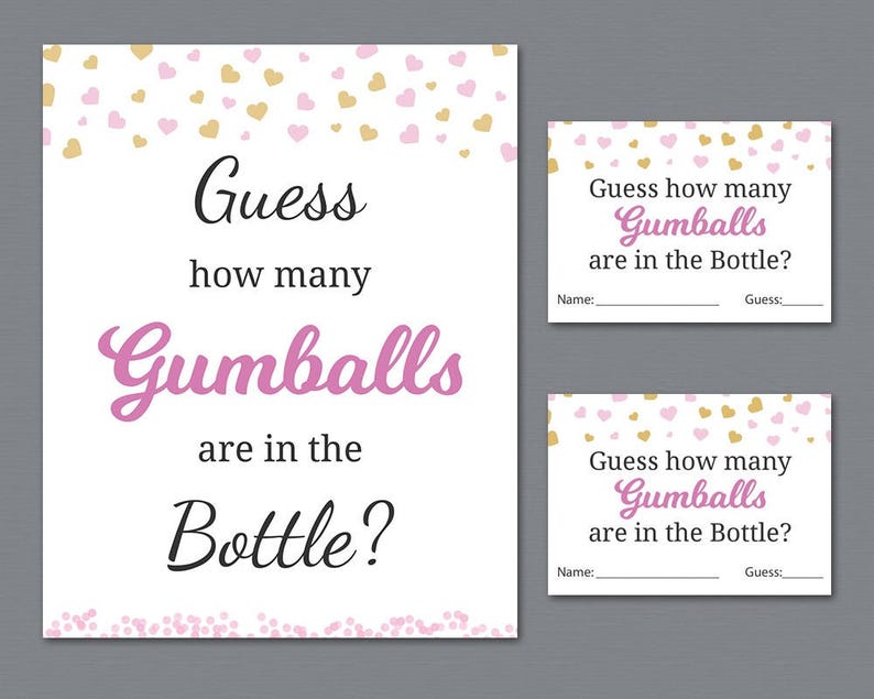 Guess How Many Gumballs are in the Bottle Printable Baby | Etsy