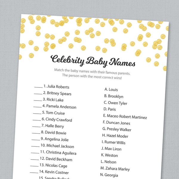 Celebrity Match Game - Etsy