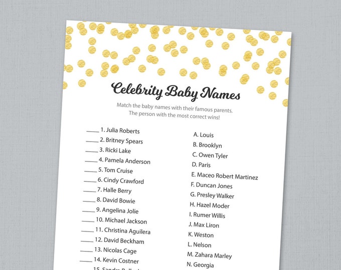 Celebrity Baby Shower Game Printable - Woodland Celebrity Baby Name ...