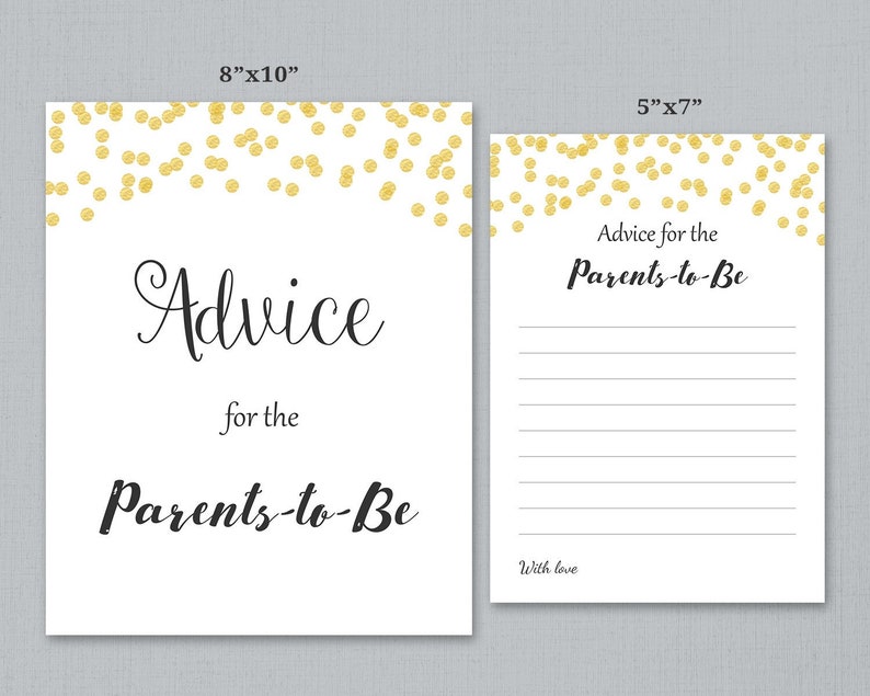 Advice for the Parents to Be Printable, Fun Baby Shower Advice Cards ...