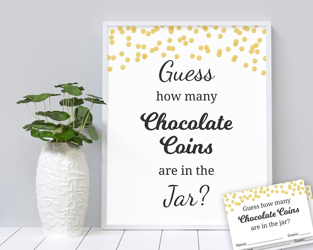 Chocolate Coins Guessing Game, Baby Shower Game Printable, Gold ...