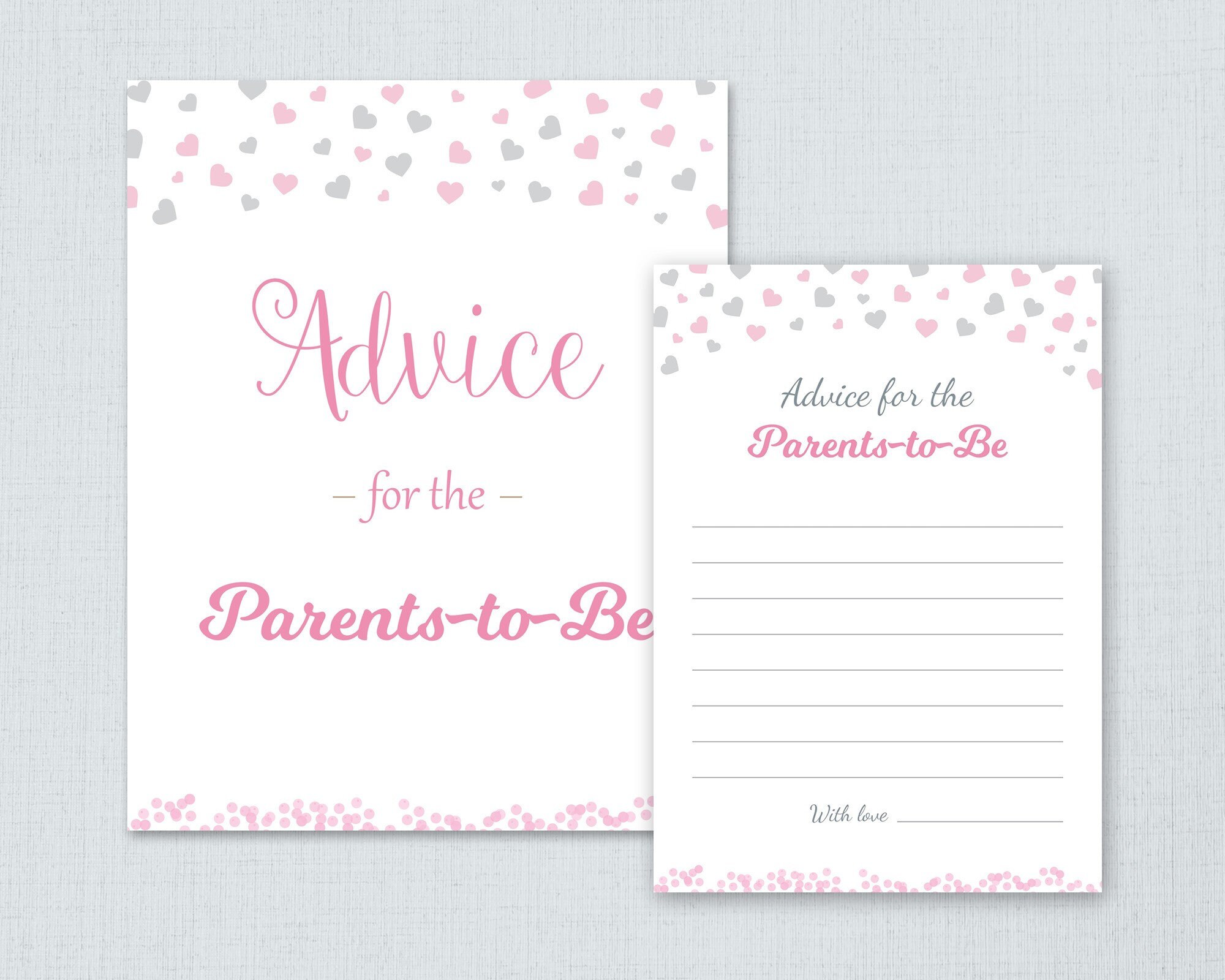 Advice for the Parents to Be Printable, Girl Baby Shower Advice Cards ...