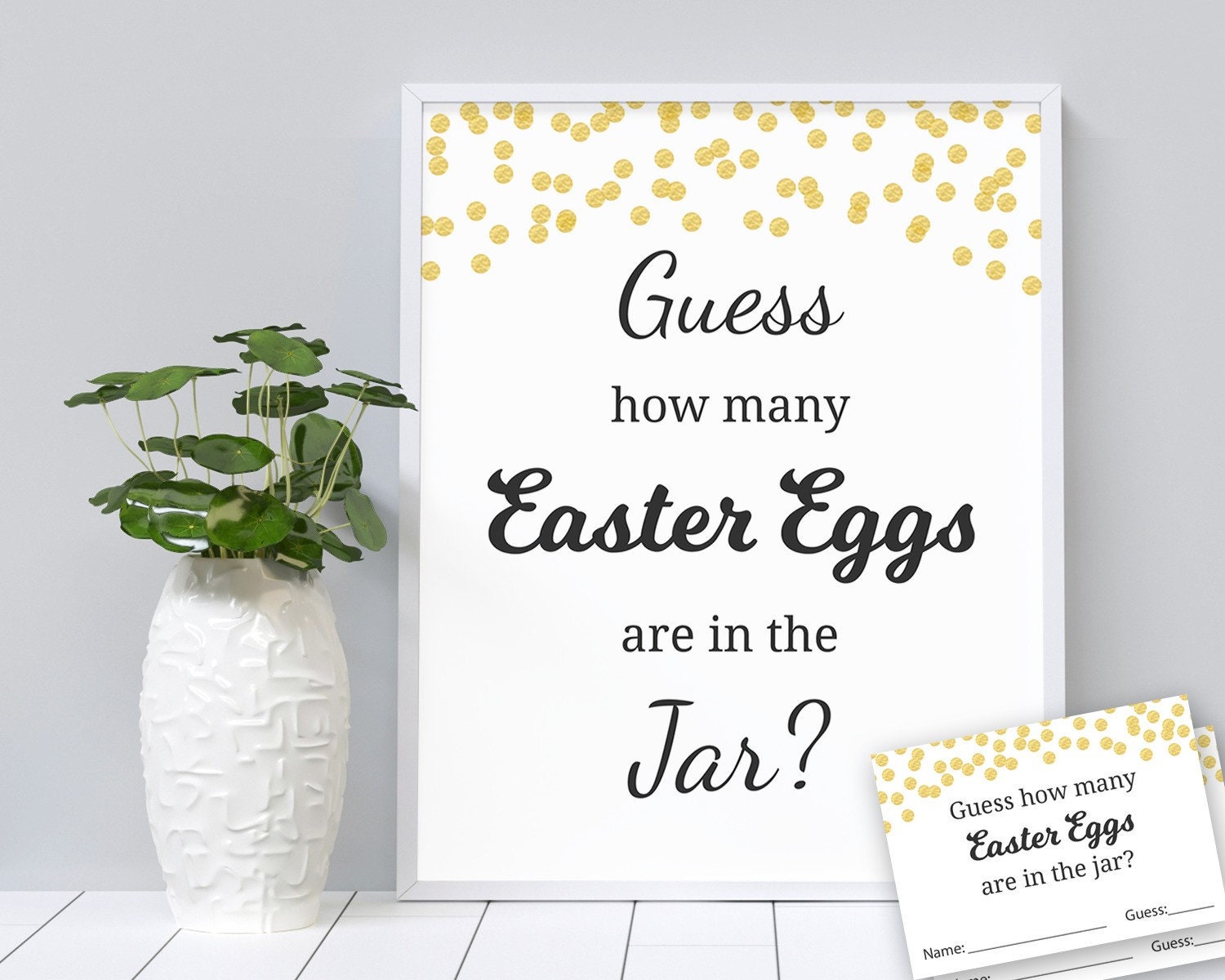 Easter Eggs Guessing Game, Baby Shower Games Printable, Gold Confetti ...