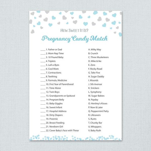 Pregnancy Candy Match Game - Etsy