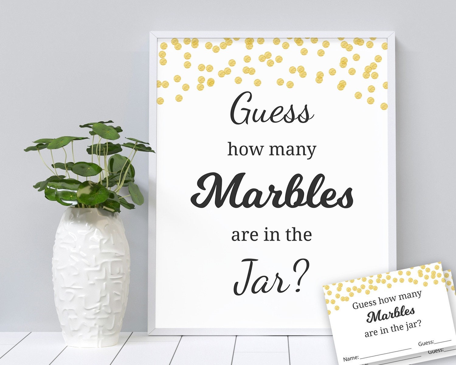 Marbles Guessing Game, Baby Shower Games Printable, Gold Dots, Guess ...