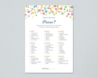 Whats in Your Purse Baby Shower Games Printable Gold Polka | Etsy