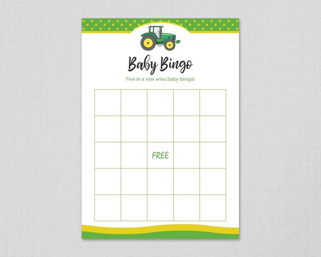 Blank Baby Bingo Game Cards Printable, Tractor Farm Theme, Boy Baby ...