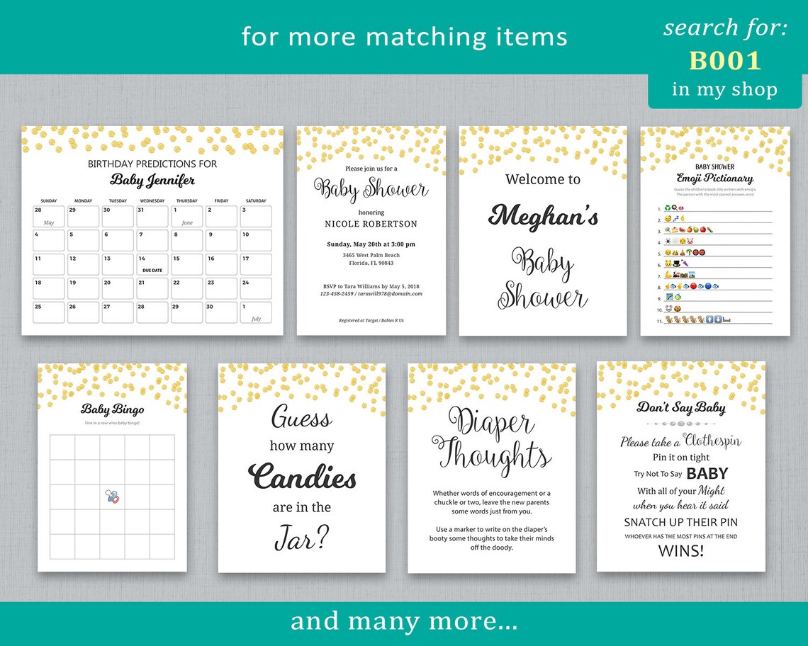 Pregnancy Candy Match Game Printable, How Sweet It Is, Gold Confetti ...