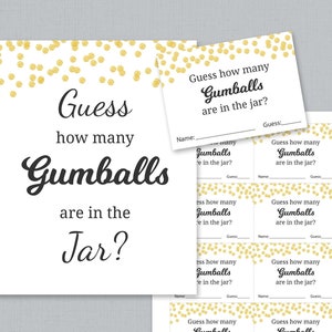 Guess How Many Gumballs Are in the Jar Printable, Baby Shower Games ...