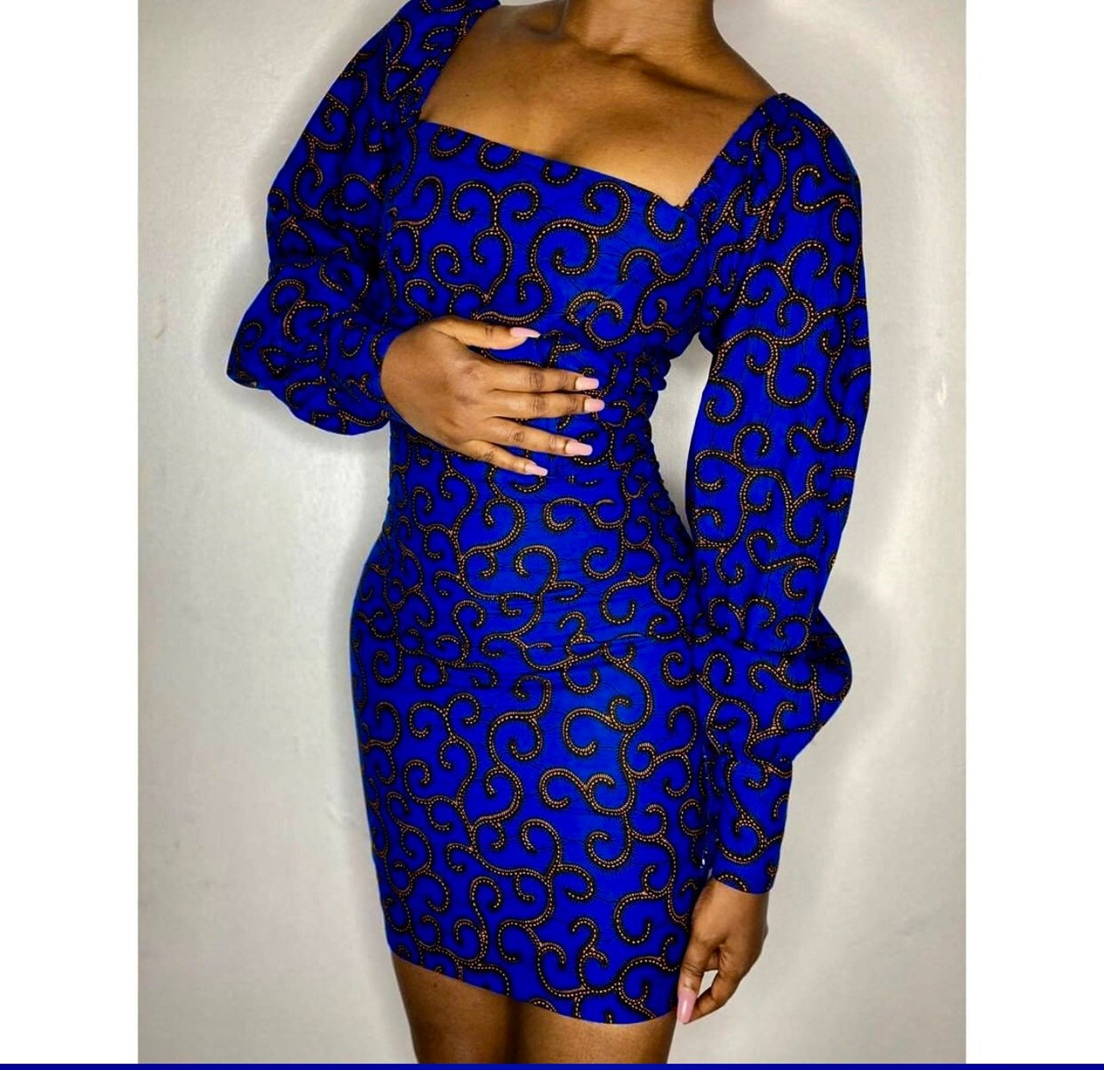 Cutsie Blue Ankara Dress Fall Mini Dress Womens Clothing | Etsy