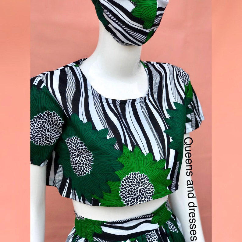 Crop Top and Maxi Skirt Pair With Matching Face Mask Ankara - Etsy