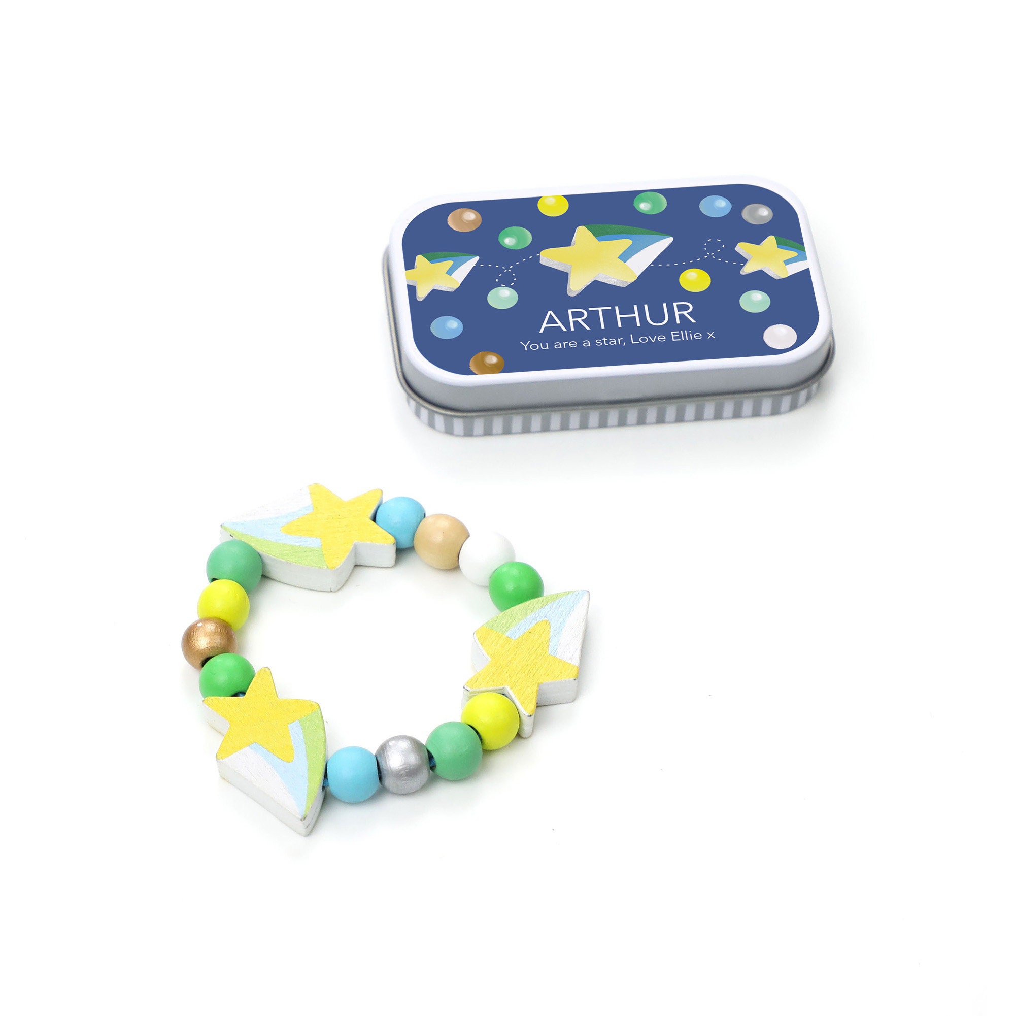 Personalised Shooting Star Bracelet Gift Kit | Wooden Beads, Space ...