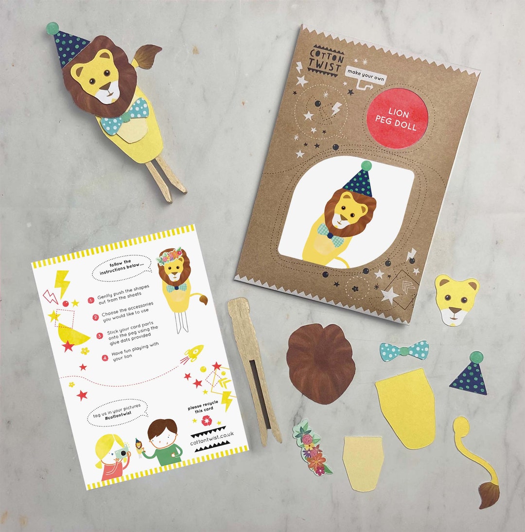 Make Your Own Lion Peg Doll Kit Party Bag Filler Craft Kit - Etsy Portugal