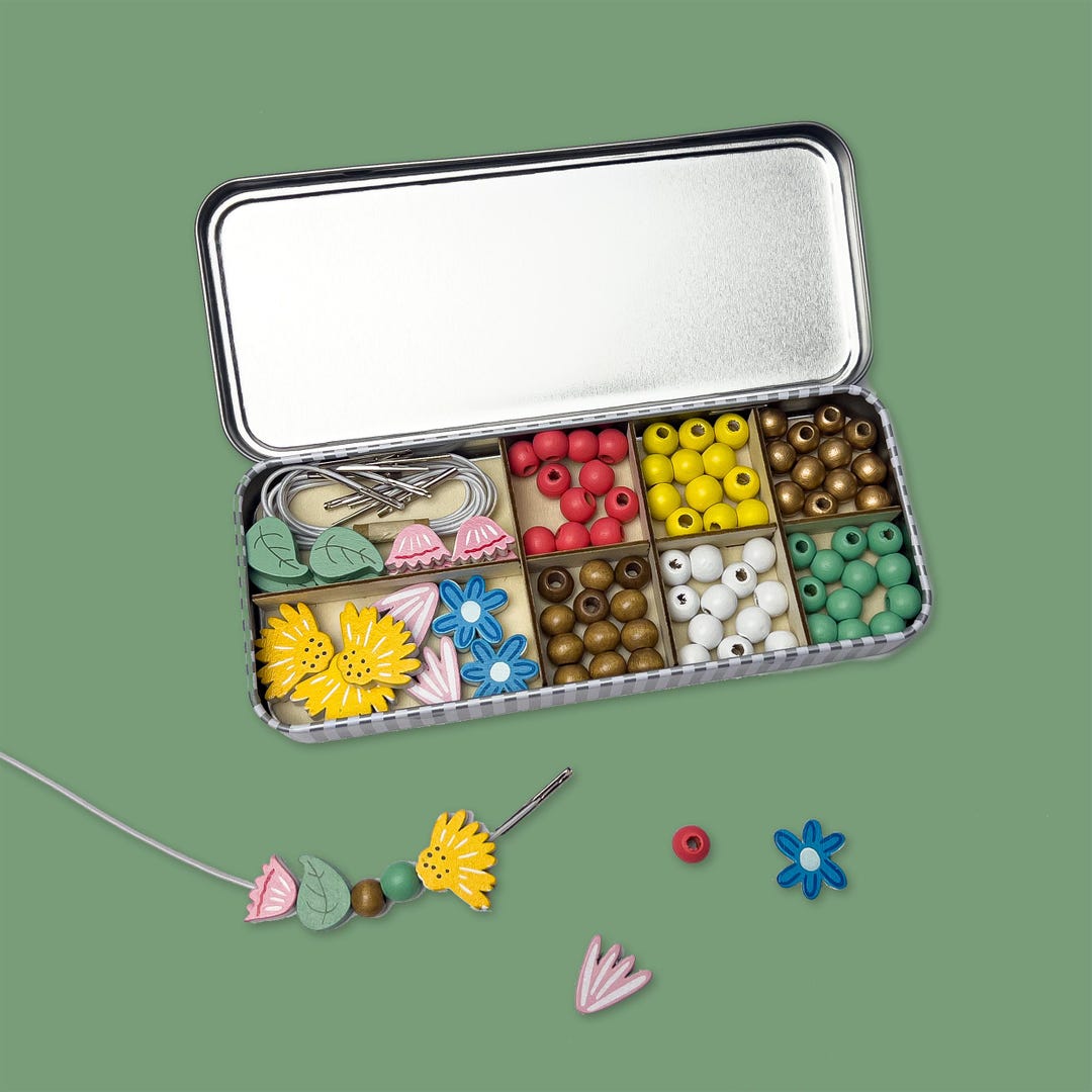 Wildflower Beading Kit : Wooden Bracelet Craft for Kids, Jewellery ...